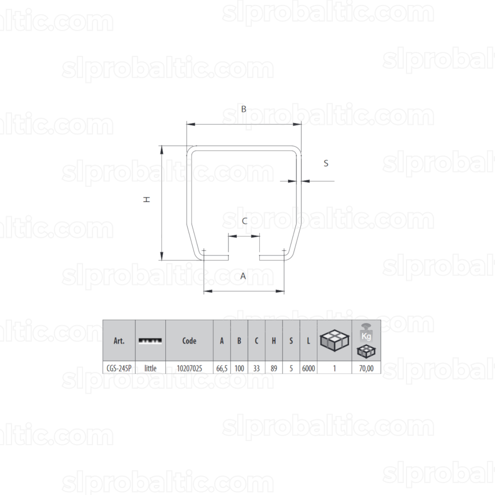 Comunello CGS-245 PICCOLO - profils, L=6000mm, cinkots , Bīdāmiem ...